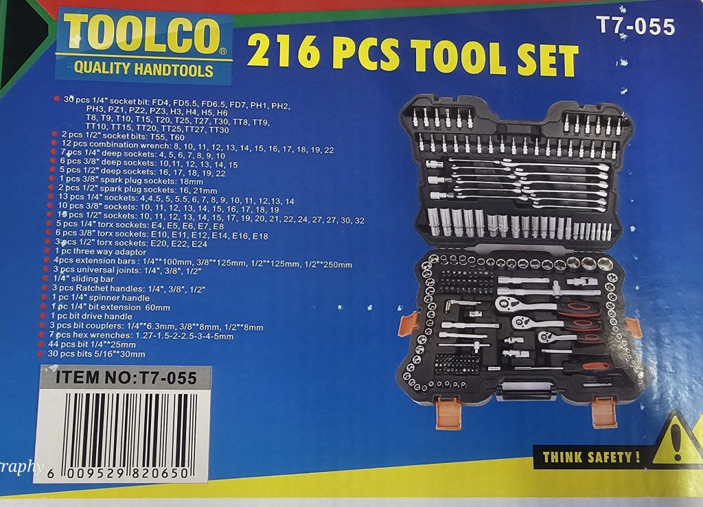 Tool kit 216 piece Tool set - The Accessory Shop